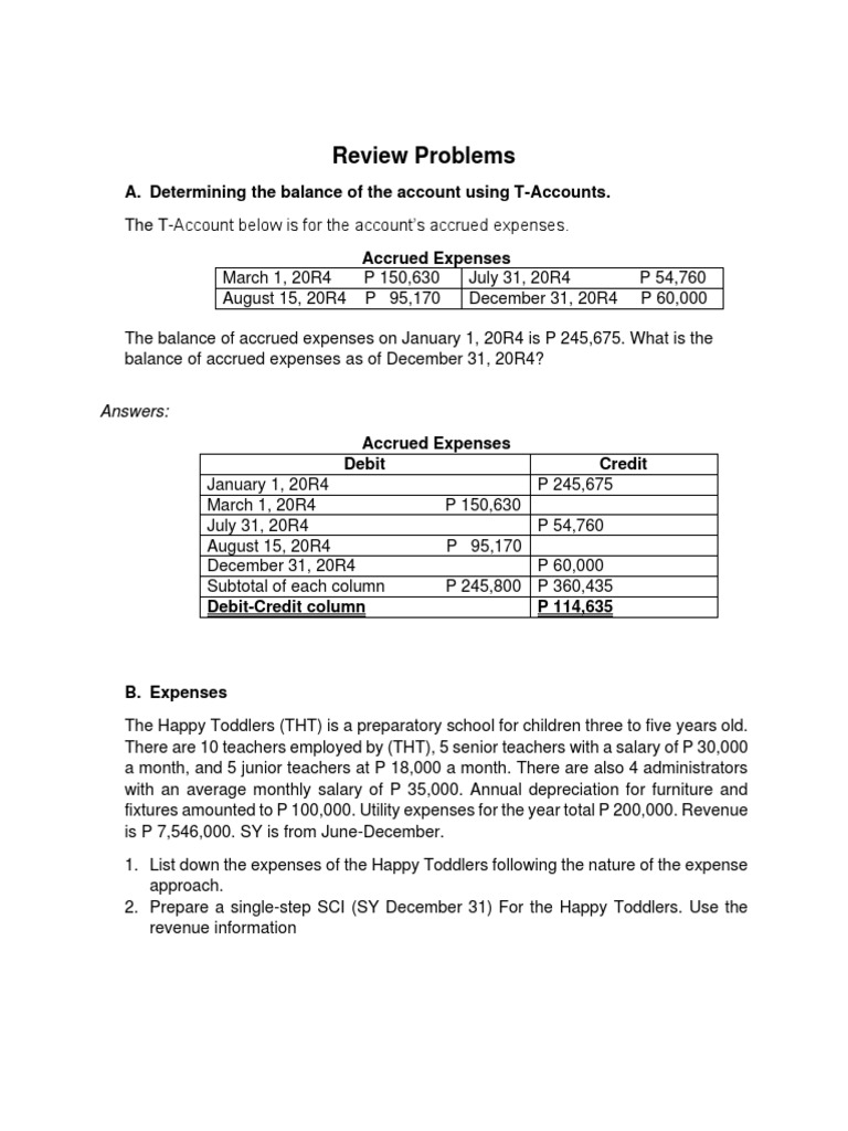 Review Problems With Answers | PDF | Debits And Credits | Balance Sheet