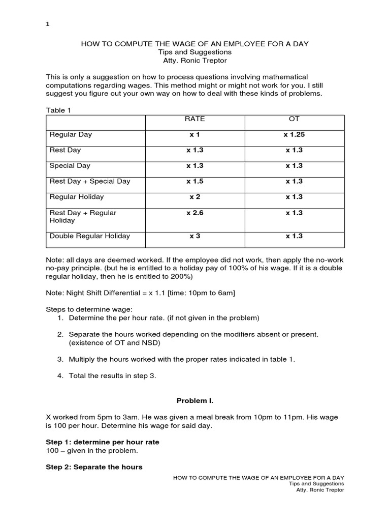 Daily Wage Calculation Guide | PDF | Working Time | Overtime