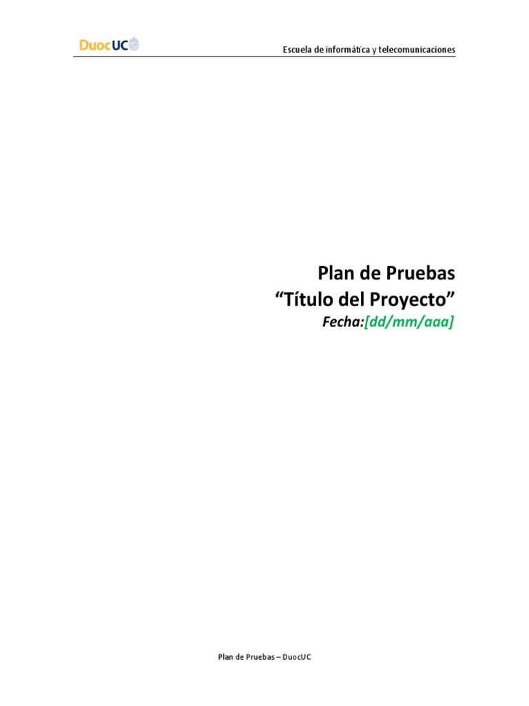 Plan de Pruebas | PDF | Pruebas de software | Informática