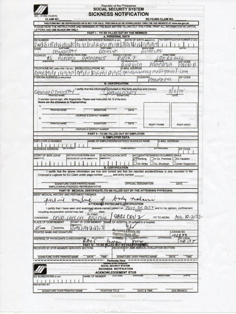 SSS Sickness Notif | PDF