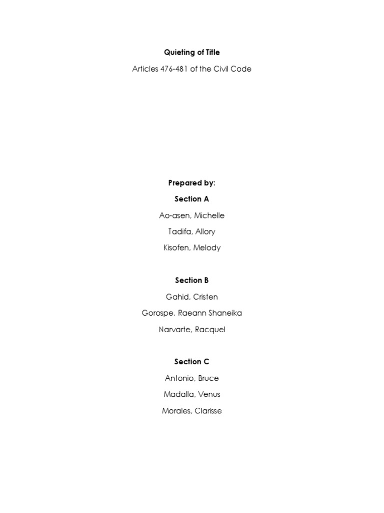 Quieting of Title | PDF | Title (Property) | Legal Remedy