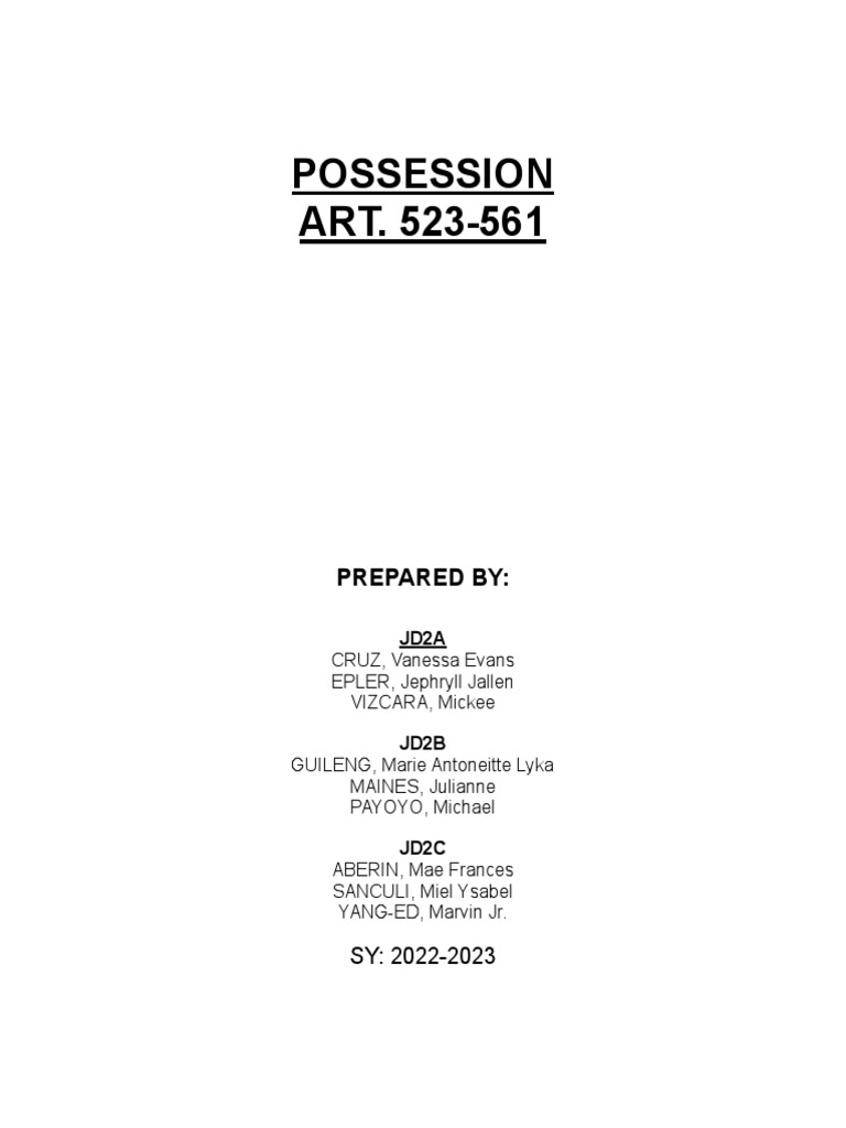 Possession | PDF | Possession (Law) | Inheritance