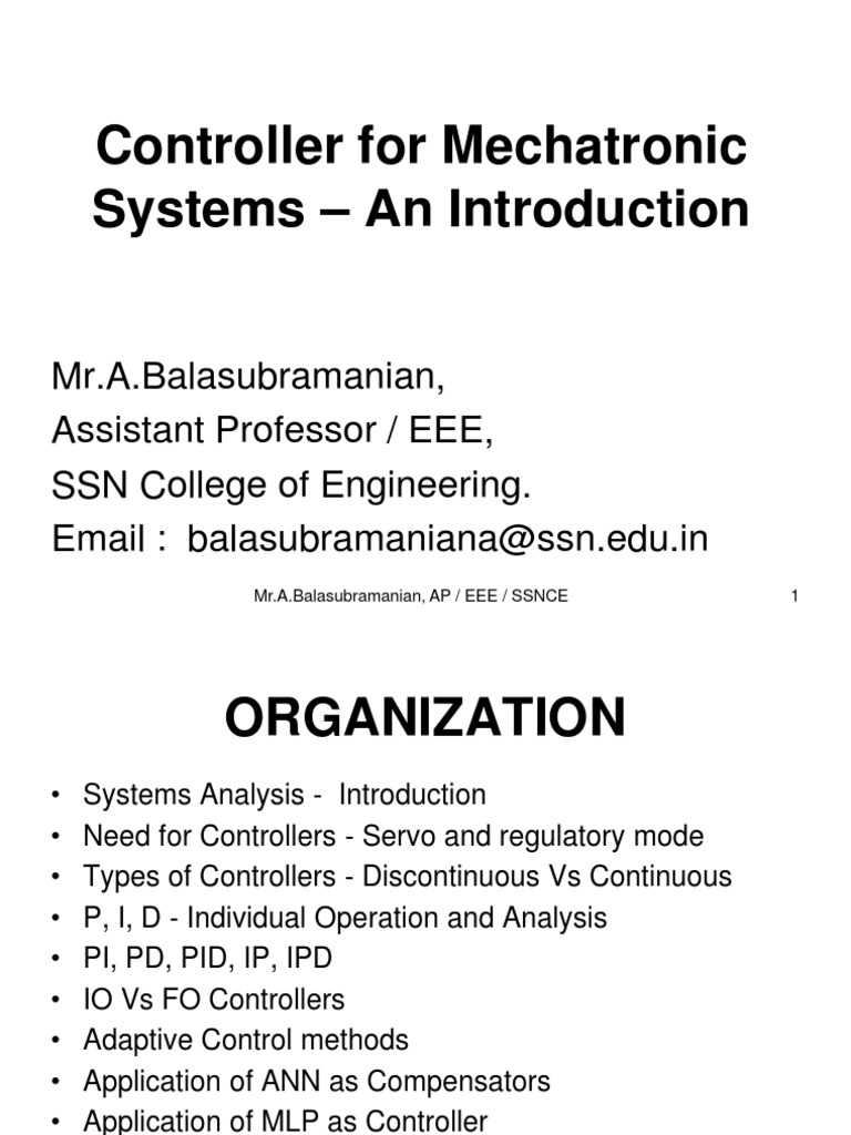 Controllers For Mechatronic Systems | PDF | Control Theory | Artificial ...