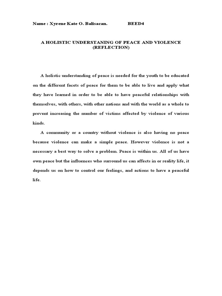 Reflection On Peace and Violence (Kate) | PDF