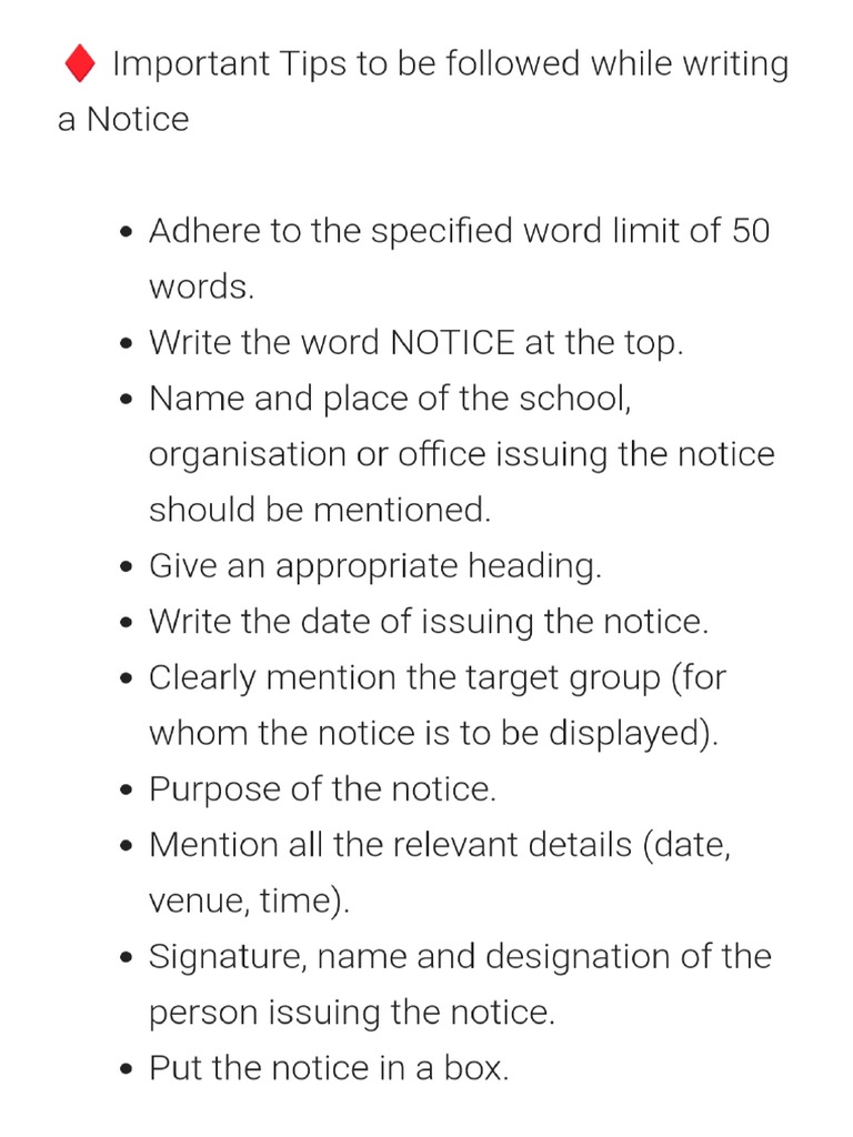 Notice Writing | PDF