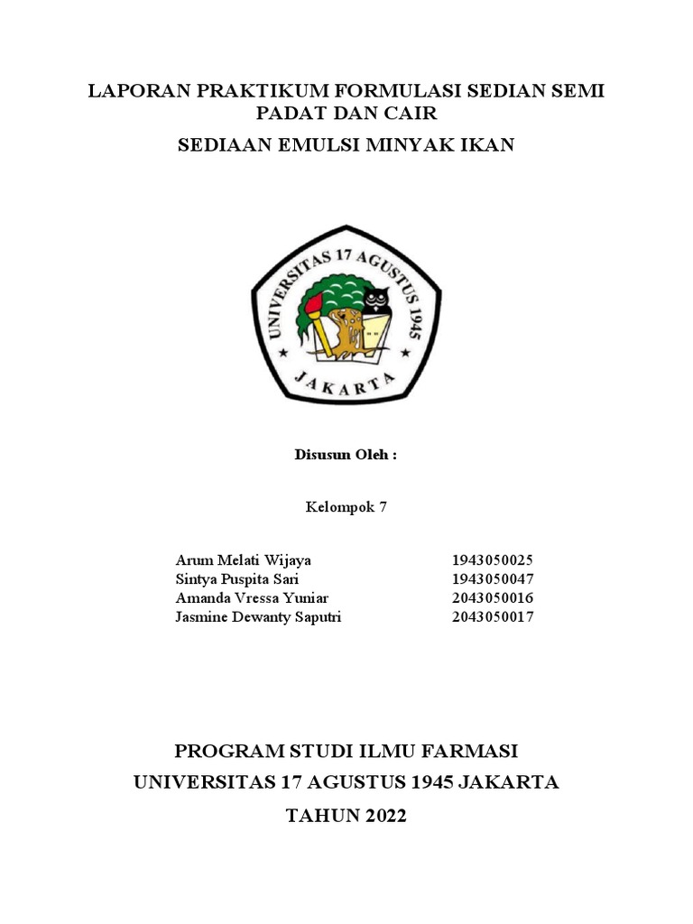 Laporan Praktikum Emulsi Minyak Ikan | PDF | Kesehatan Holistik | Sains ...