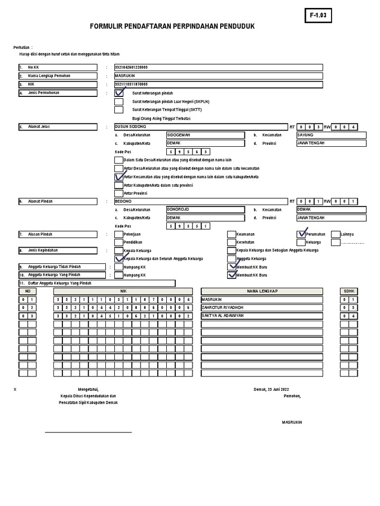 Formulir F-1.03 | PDF
