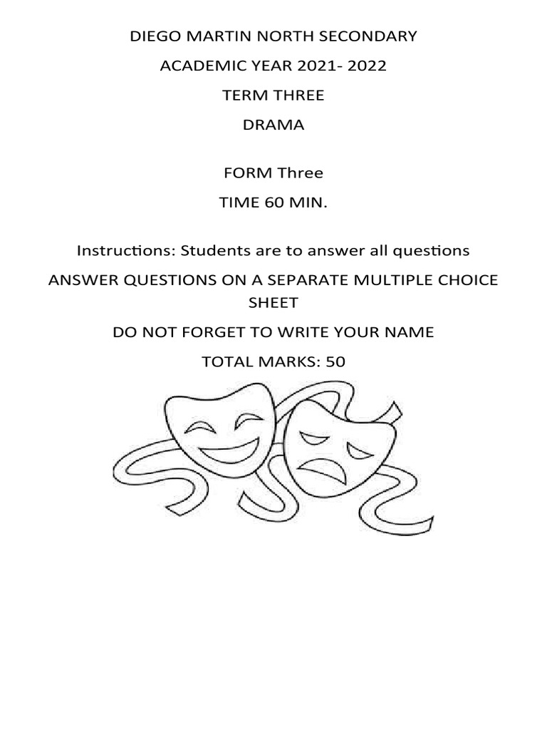 Drama EXAM From Three | PDF | Performing Arts | Theatre
