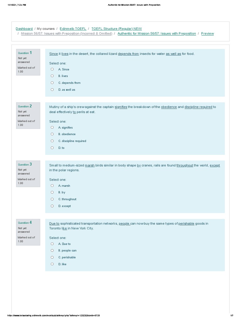 Authentic For Mission 56 - 57 - Issues With Preposition | PDF