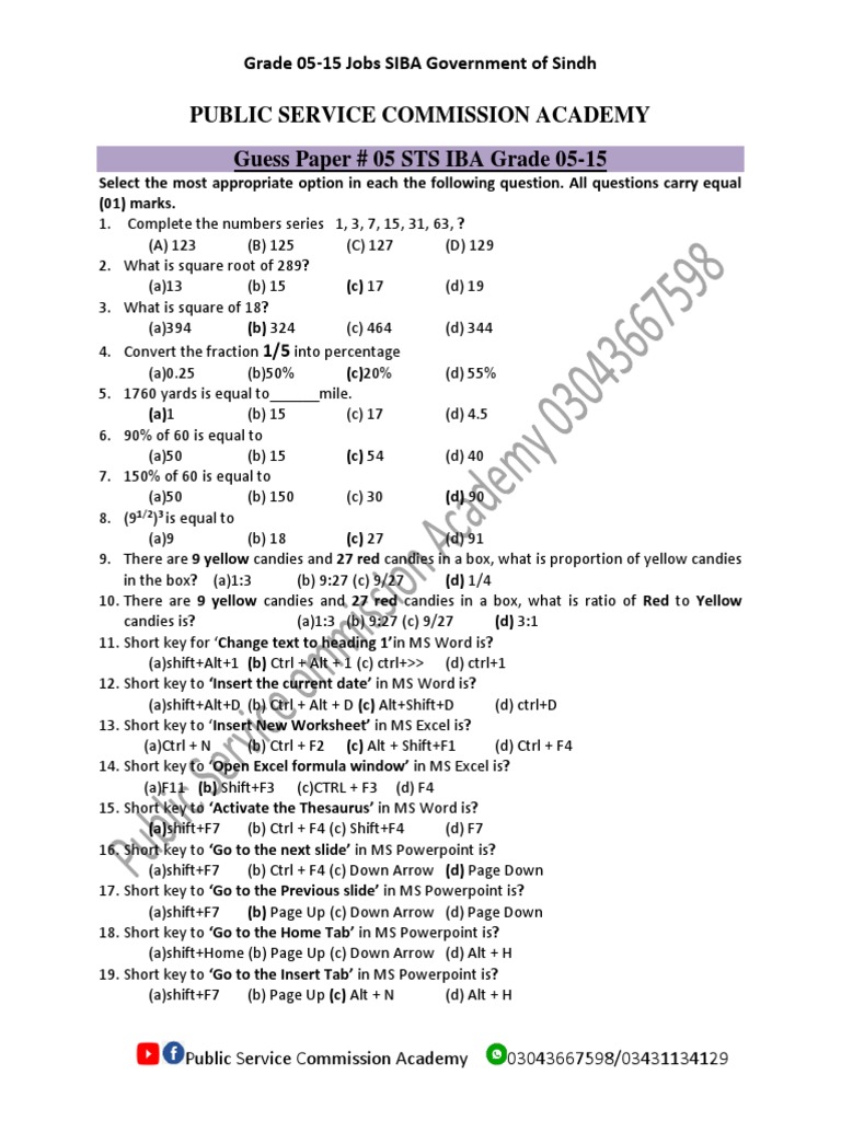 Guess Paper 5 5 To 15 JOBS | PDF