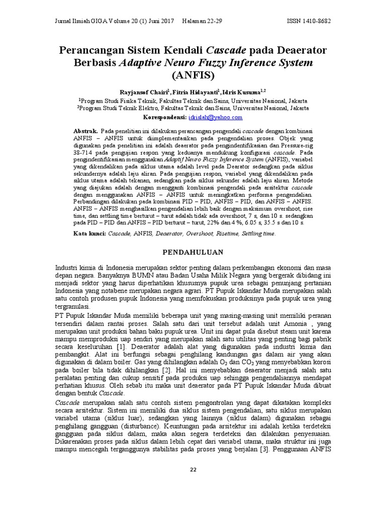 Perancangan Sistem Kendali Cascade Pada Deaerator | PDF