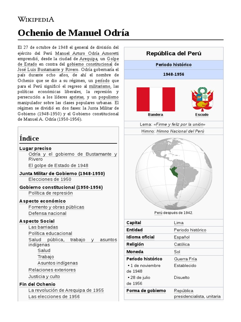 Ochenio de Manuel Odría | PDF | Gobierno