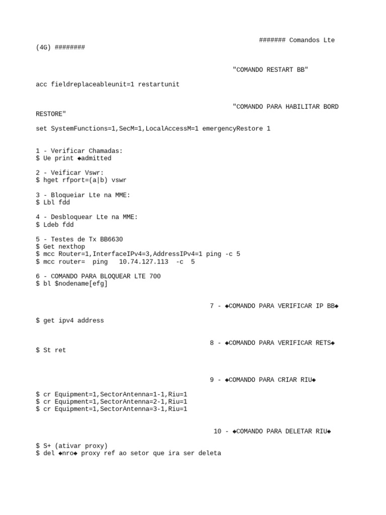 Comando Moshell - 4G - 5G | PDF