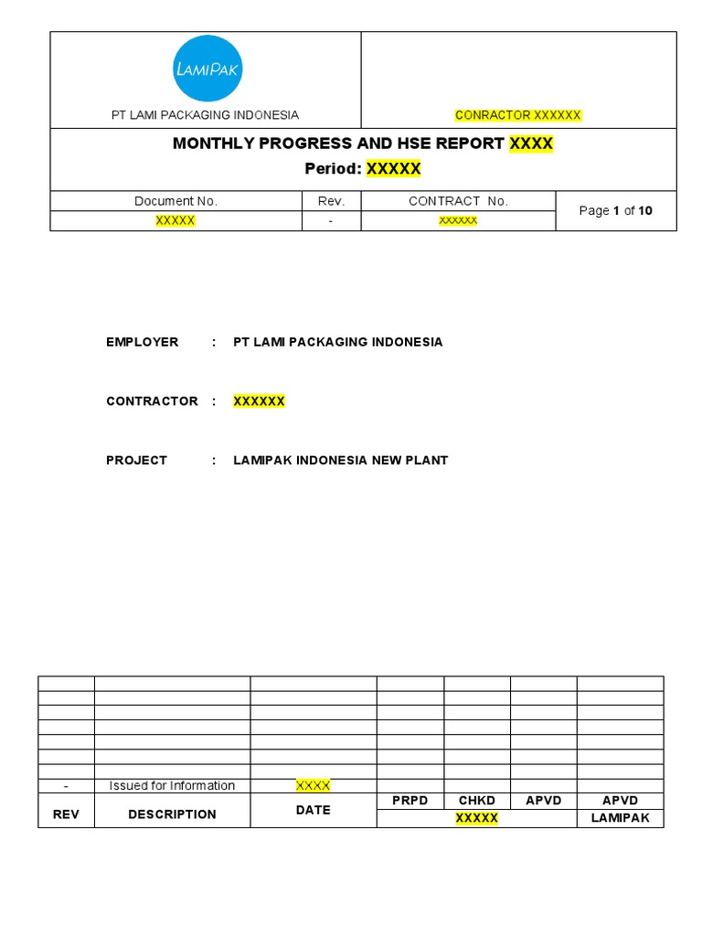Lamipak Plant Progress Report | PDF