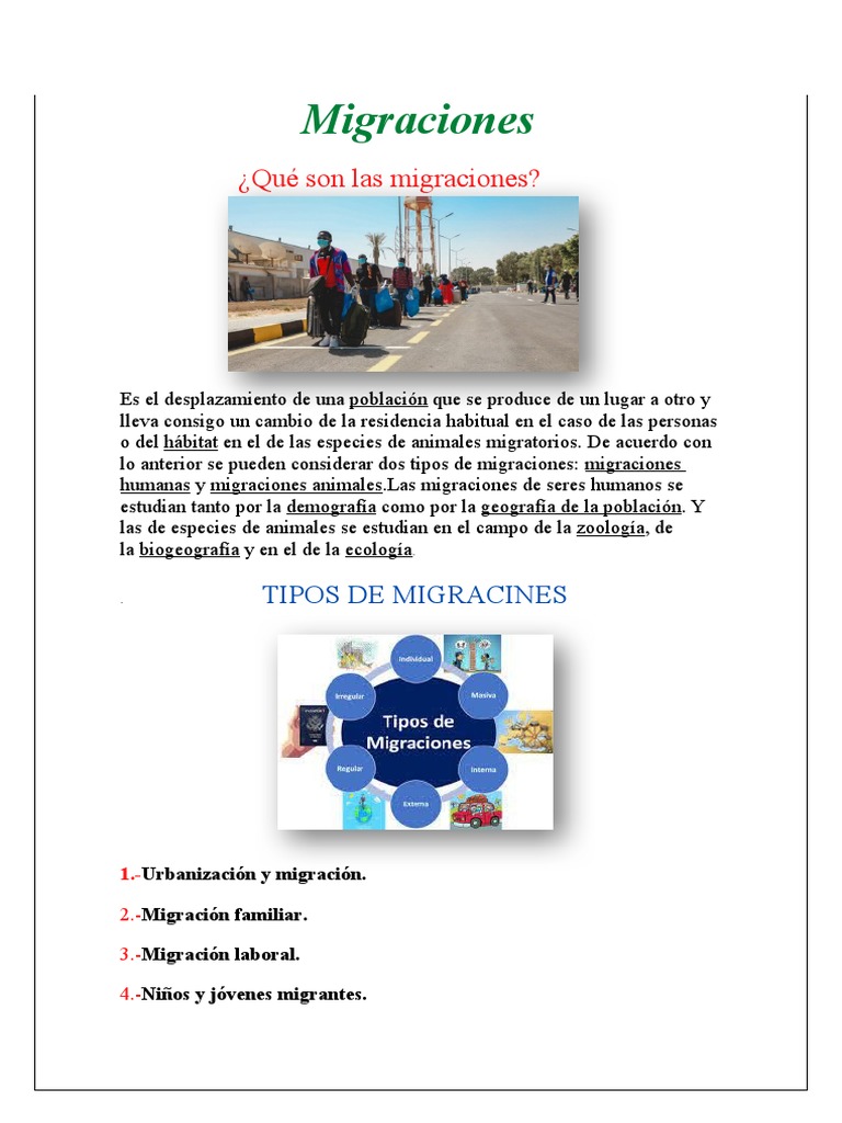 Tipos y causas de migraciones humanas | PDF