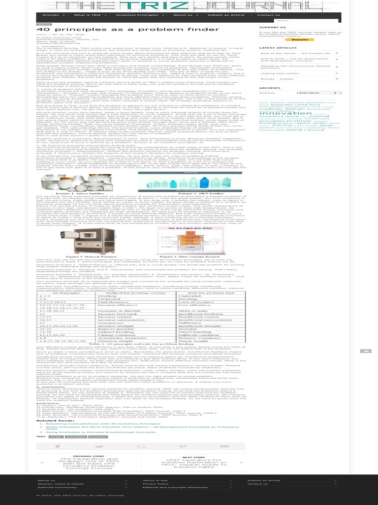 40 Principles As A Problem Finder - The Triz Journal | PDF