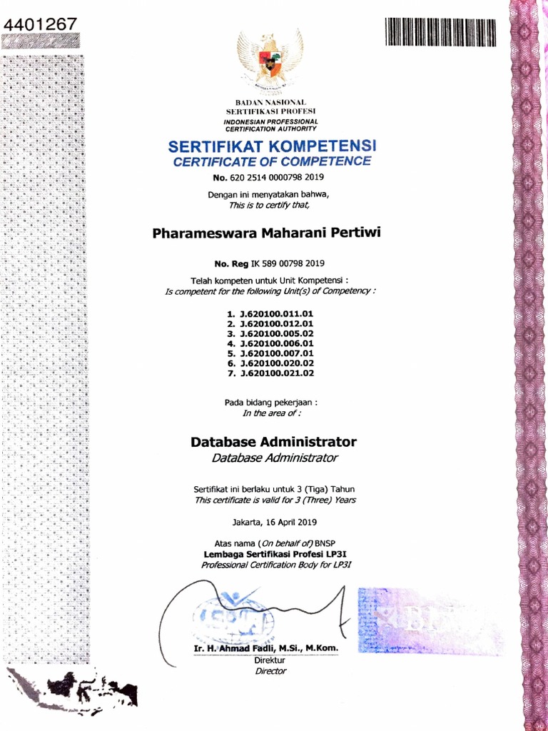 BNSP - Database Administrator | PDF