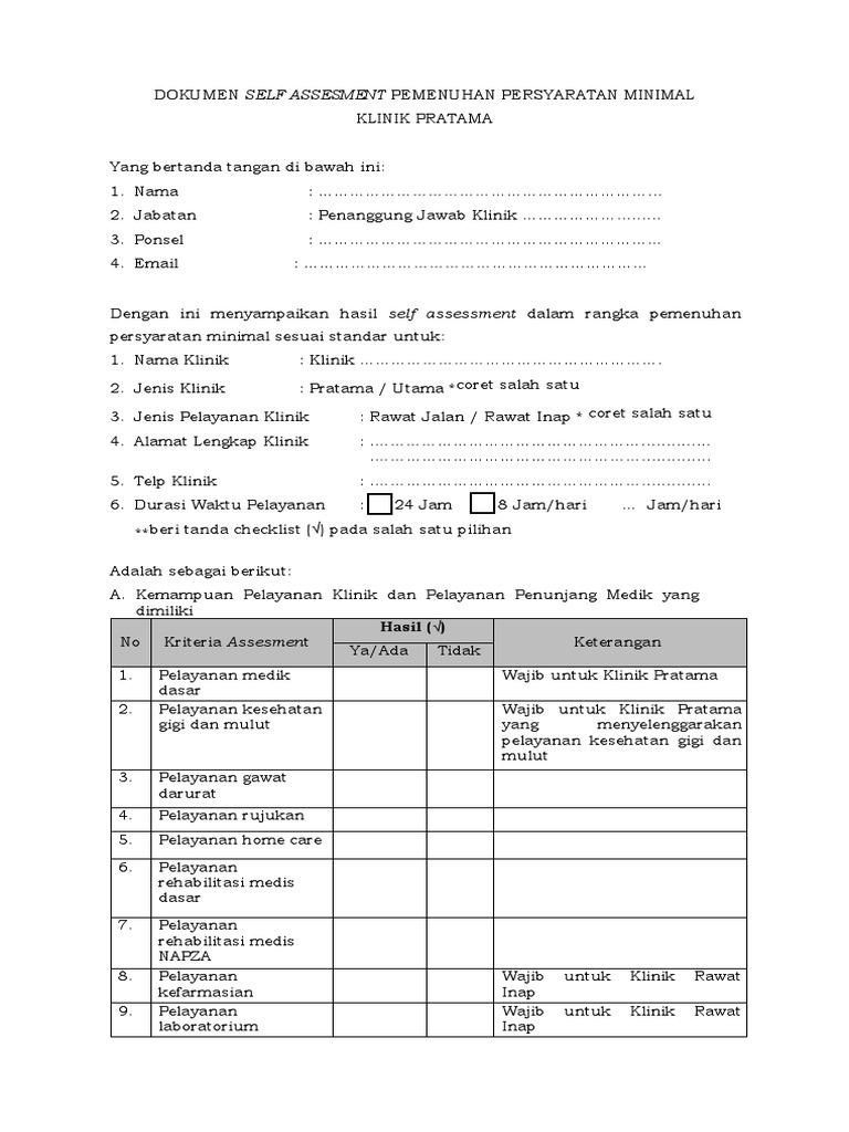 Self Assesment Klinik Rawat Jalan | PDF