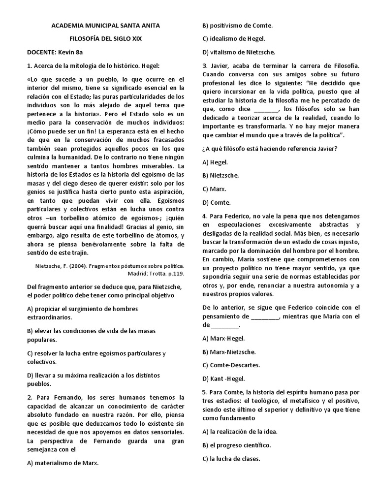 Filosofía Del Siglo Xix | PDF