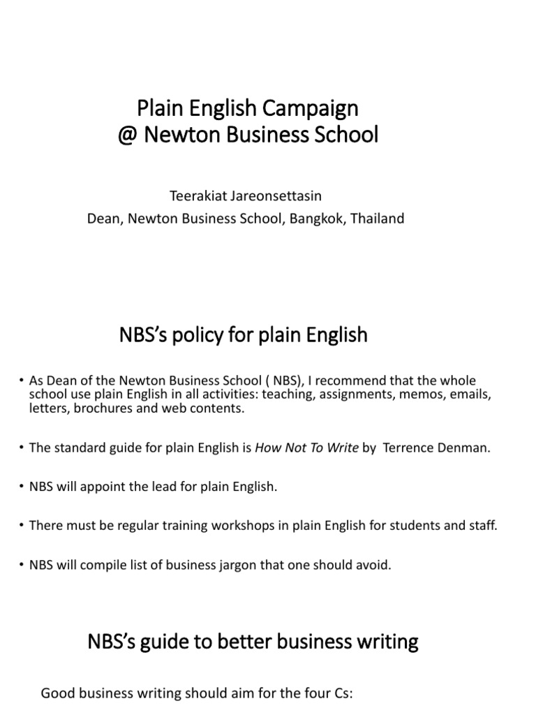 Plain English Campaign – Plain English Presentation – NQZJBQ