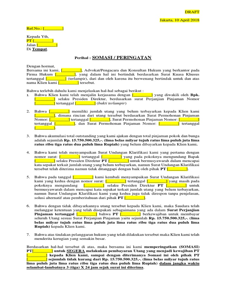 Contoh Somasi | PDF | Hukum