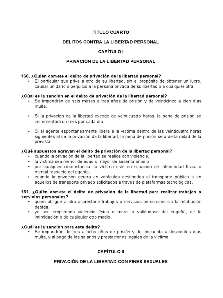 Delitos de Privación de Libertad Personal | PDF | Secuestro | Extorsión