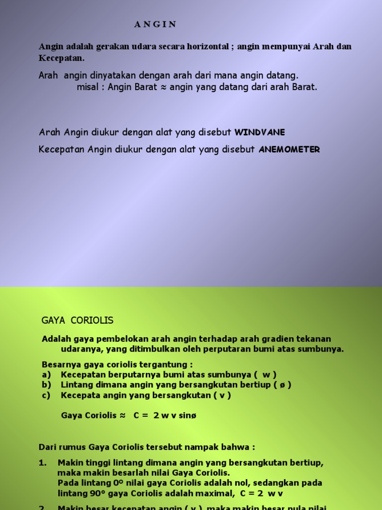 Angin Angin Adalah Gerakan Udara Secara Horizontal Angin Mempunyai Arah ...