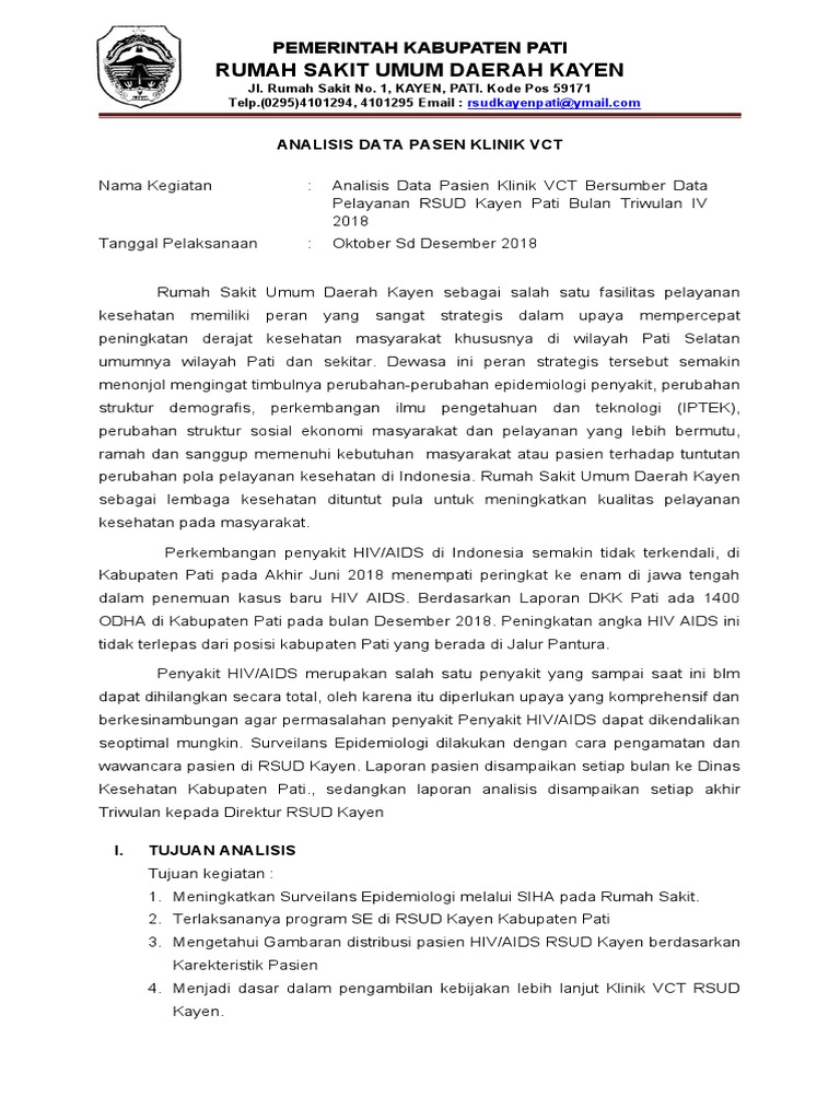 Analisis Data VCT RSUD Kayen | PDF