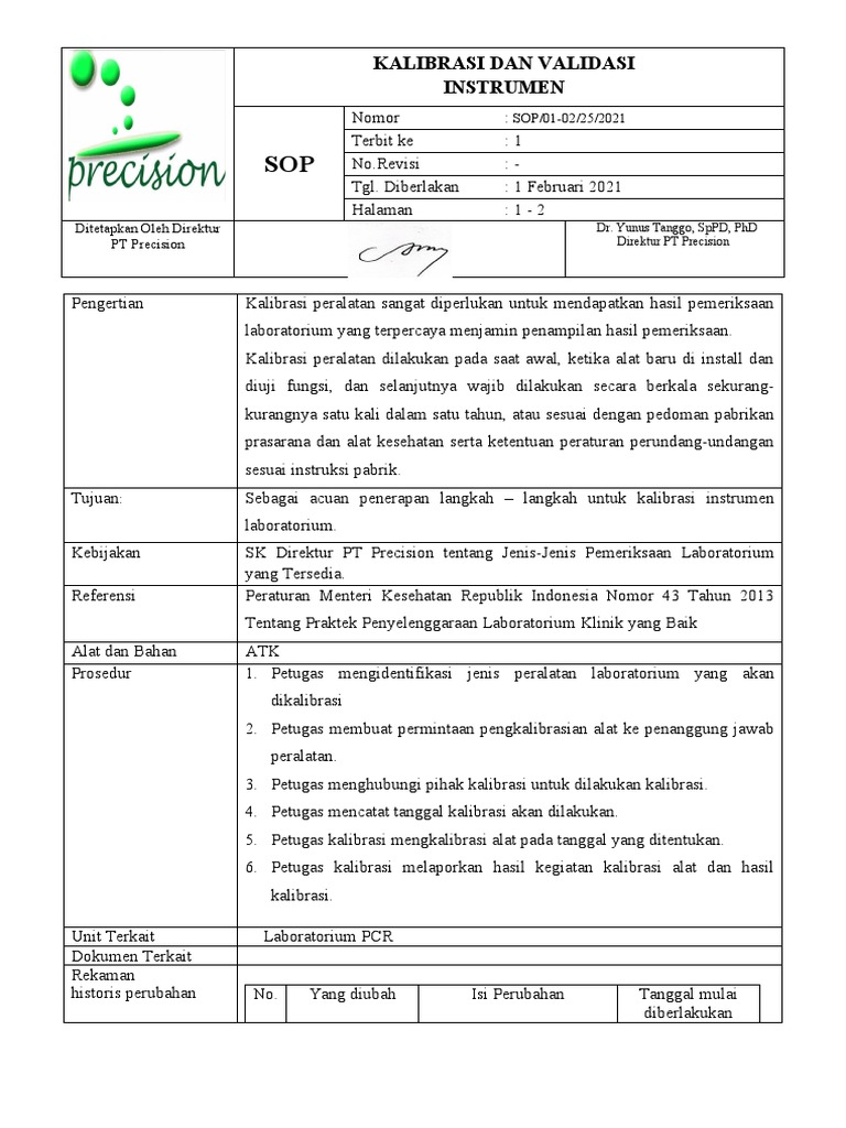 Sop Kalibrasi | PDF