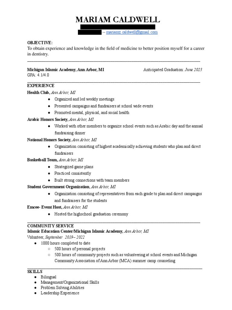 Mariam Caldwell Resume 2 | PDF