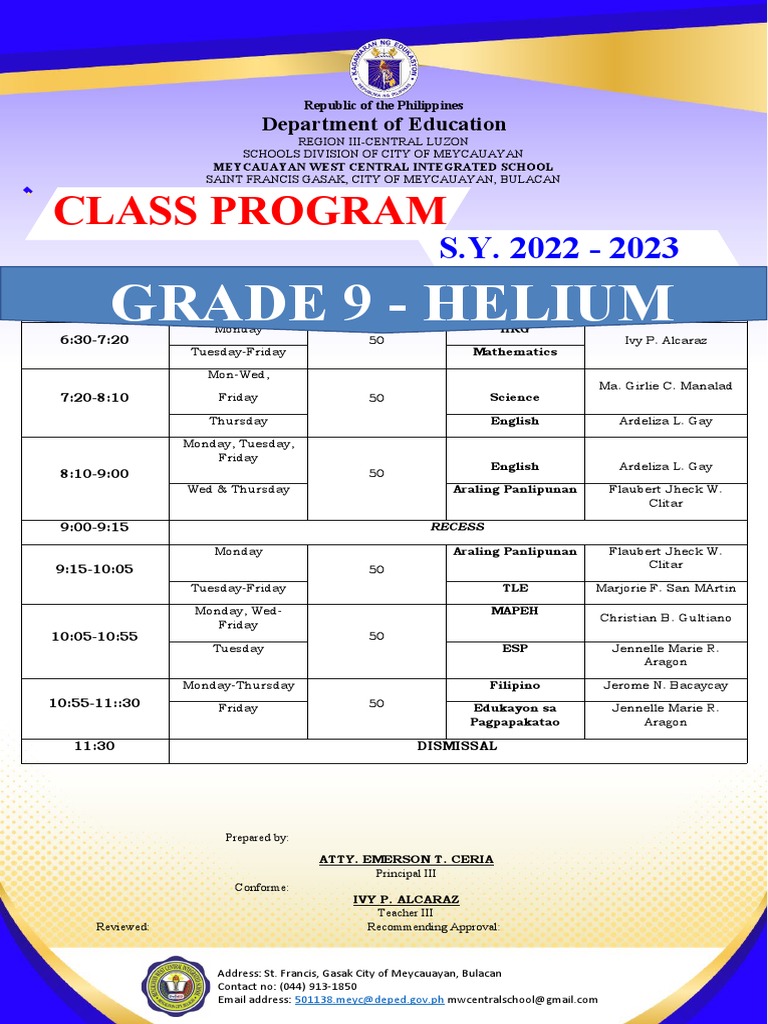 HELIUM Class Program AM Shift | PDF | Philippines