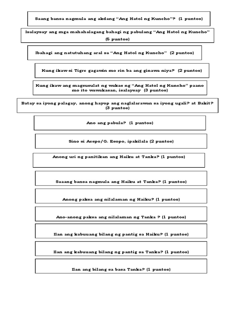 Ikalawang Markahan - Kahon NG Katanungan | PDF