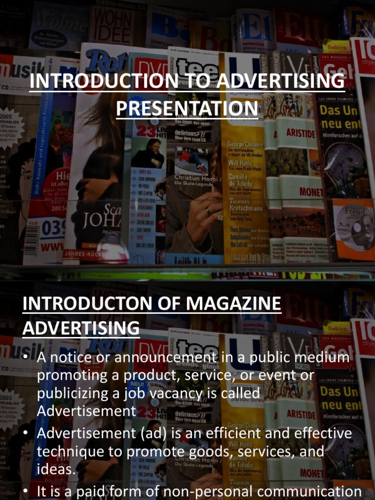 Introduction To Advertising Presentation | PDF | Advertising | Magazines