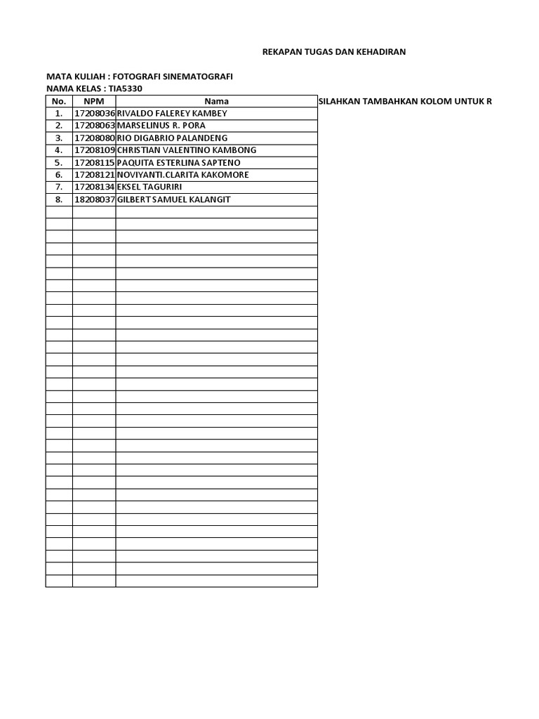 (Form Rekapan) Fotografi Sinematografi | PDF