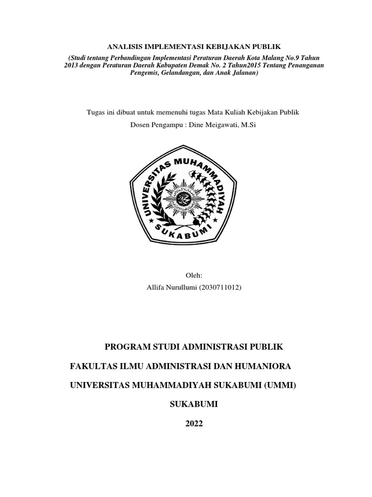 Allifa Nurullumi-Tugas Ke 2 Kebijakan Publik | PDF