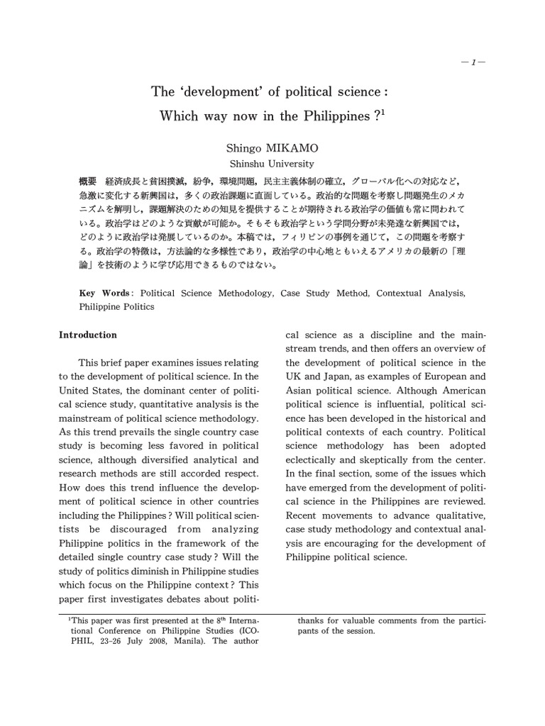 Political Science Development in the Philippines | PDF | Political ...