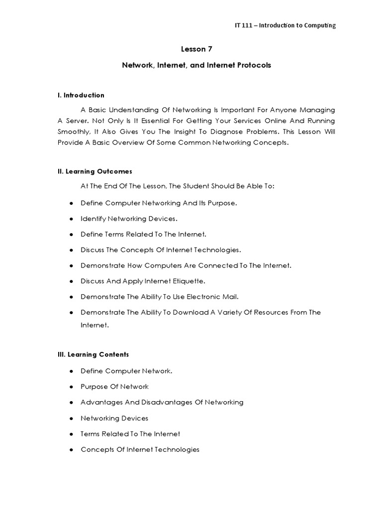 7 - Module 7 - Networks, Internet and Internet Protocol | PDF | World ...