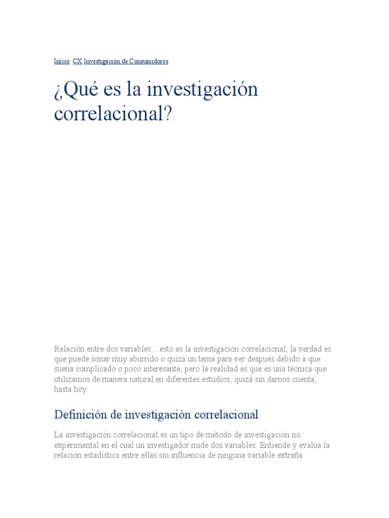 Investigación Correlacional | PDF