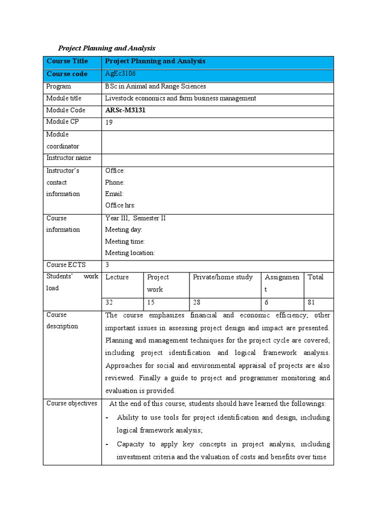 Project Planning and Analysis | PDF | Cost–Benefit Analysis | Valuation ...