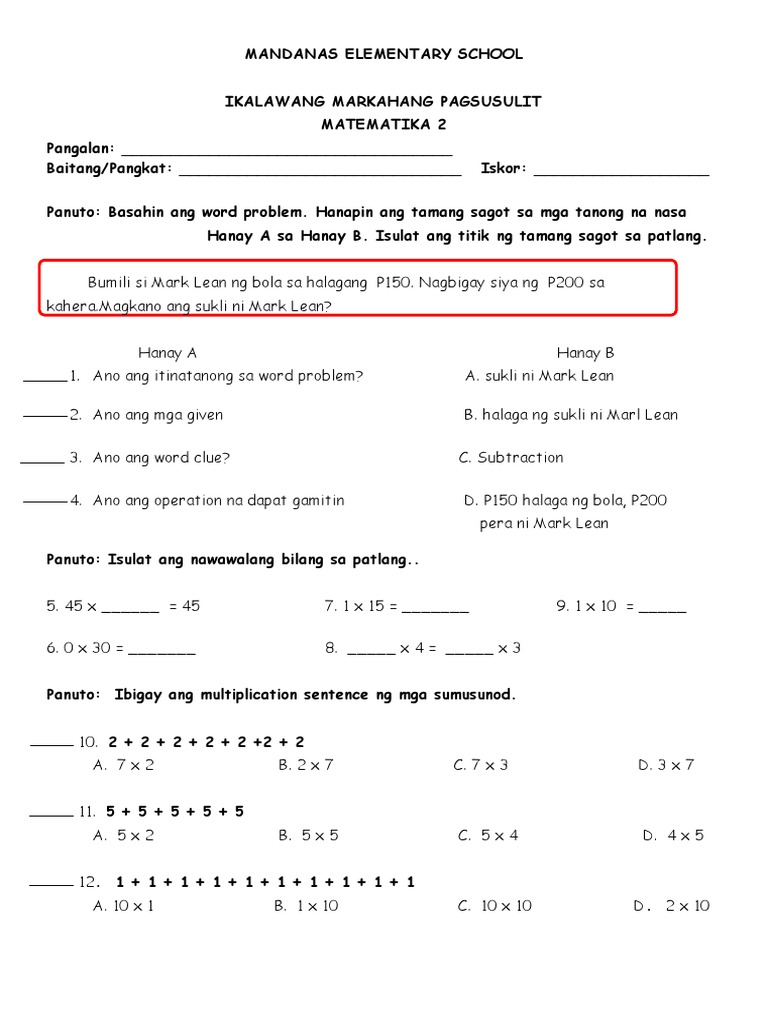 MATHEMATICS 2 - Q2 v2 | PDF