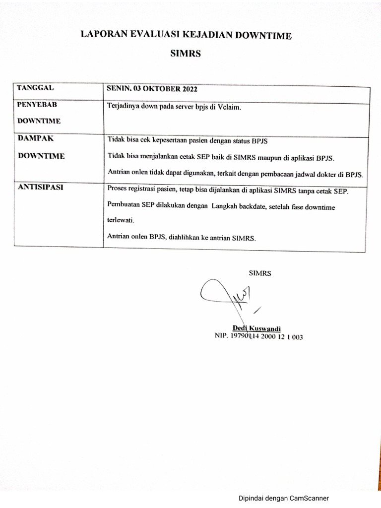 Laporan Evaluasi Downtime | PDF