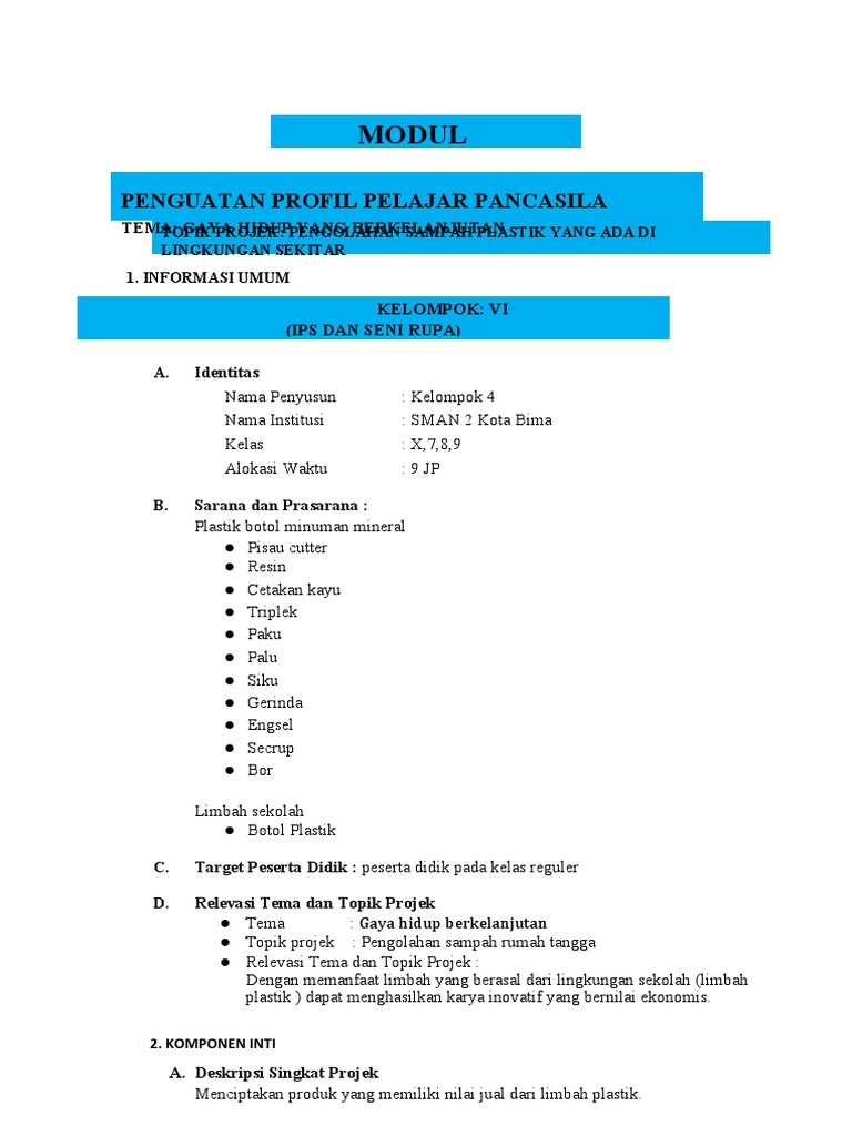 Contoh Modul - p5 Gaya Hidup Berkelanjutan | PDF