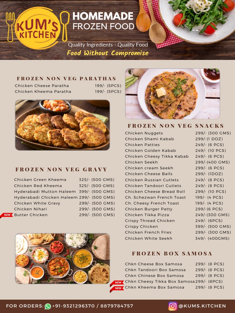 Kums Kitchen Updated Menu | PDF | Chutney | Foods