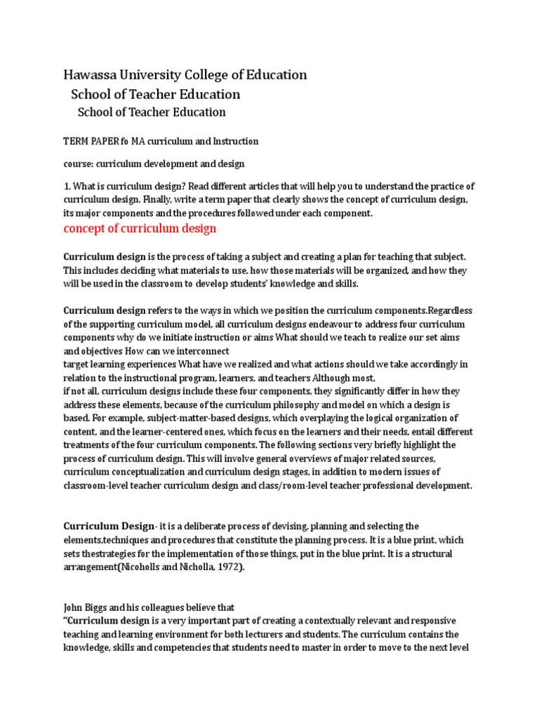 Curr Design and Devt Assignment Term Paper | PDF | Curriculum | Teaching Method