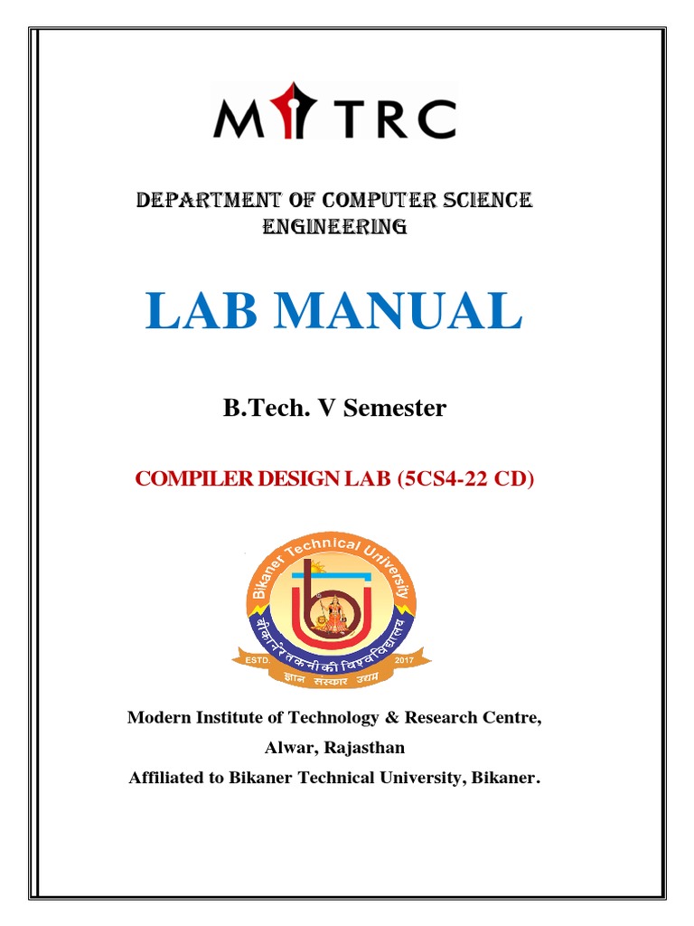 Compiler Design Lab Manual Final | PDF | Engineering | Computer Program