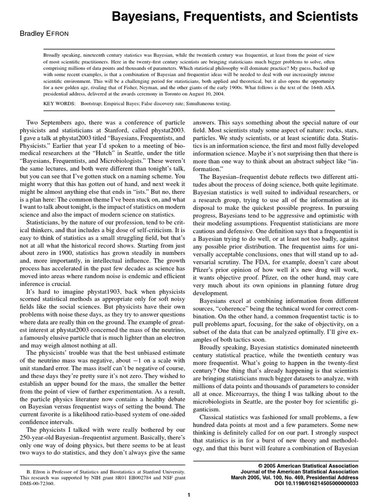 Bayesians, Frequentists, and Scientists | PDF | Statistics ...