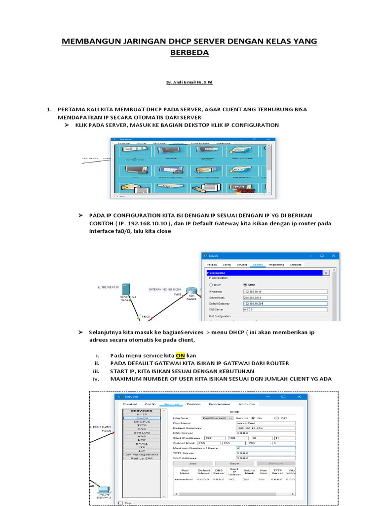 Menghubungkan 2 Jaringan Yg Berbeda Clas Dengan Server DHCP | PDF ...