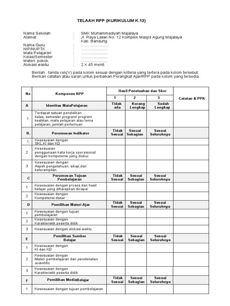 Instrumen Supervisi Guru | PDF