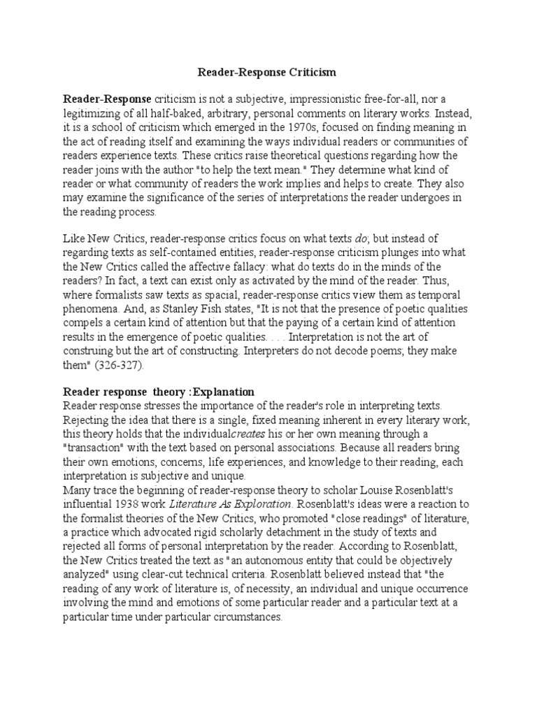 Reader Response | PDF | Semiotics | Philosophical Theories