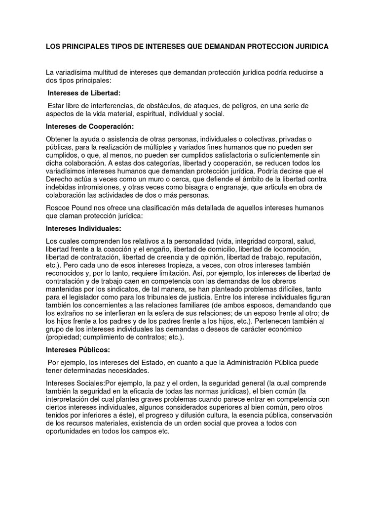 Principales Intereses Que Demandan Protección Jurídica | PDF | Coerción ...